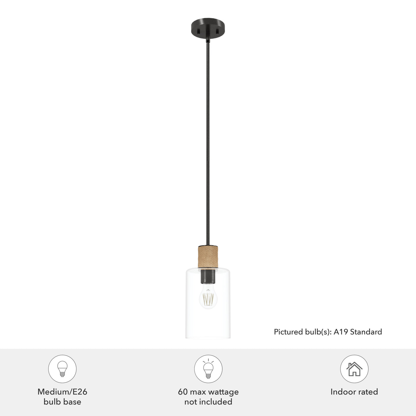 Hunter Vanning Noble Bronze and Natural Sisal Rope with Clear Glass 1 ...