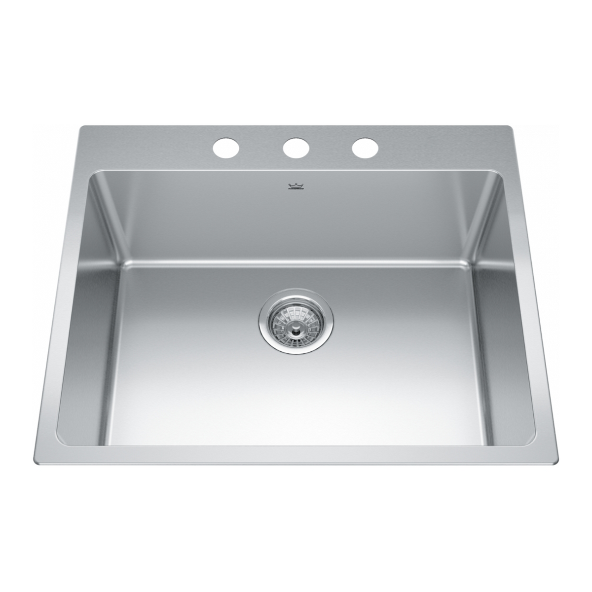 Kindred 25" Brookmore 3-Hole Single Bowl Stainless Steel Kitchen Sink ...