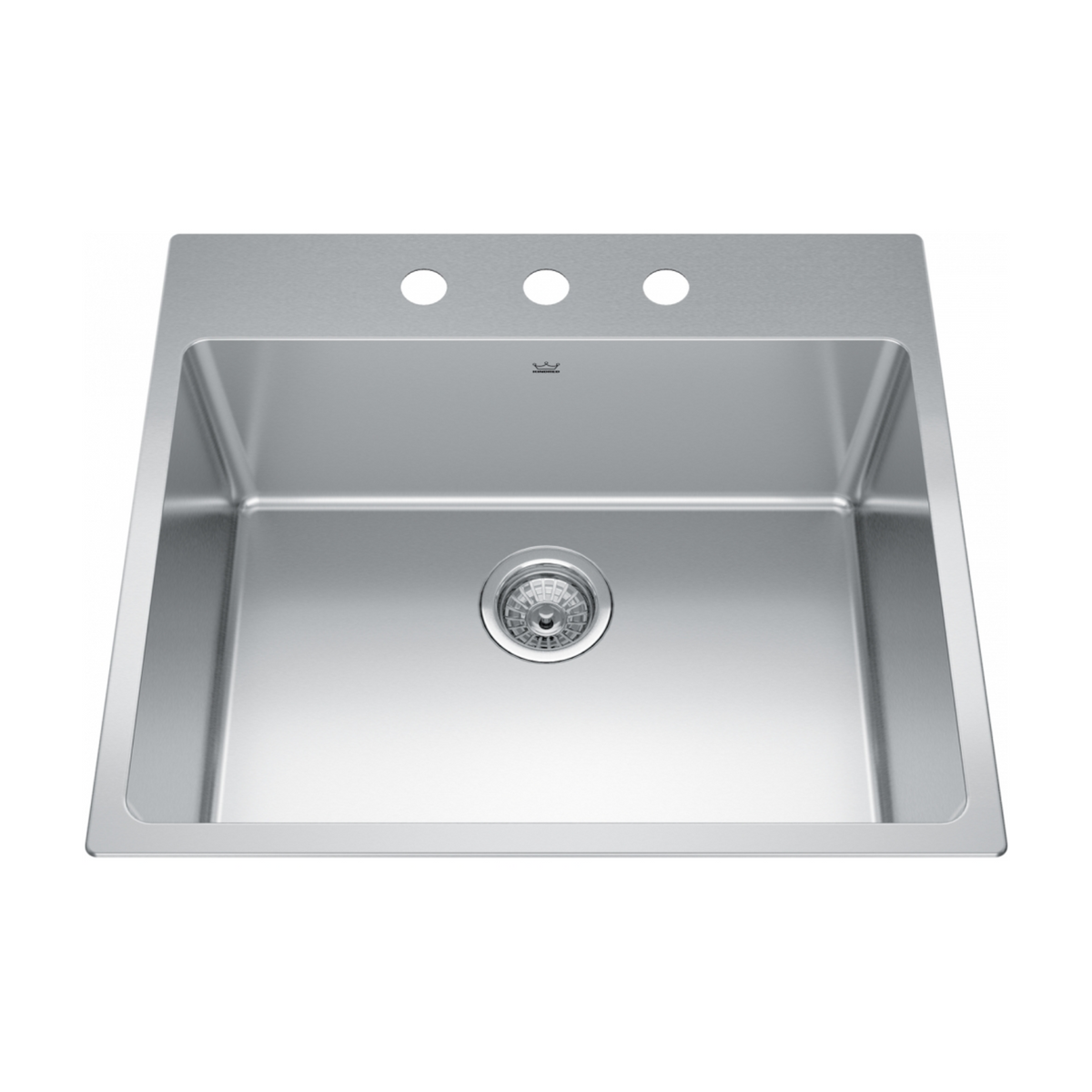 Kindred 25" Brookmore 3-Hole Single Bowl Stainless Steel Kitchen Sink ...