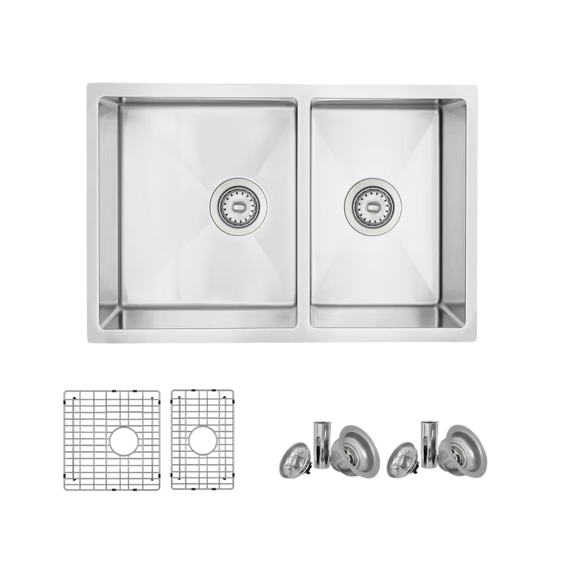 Stylish SEVILLA 28" Undermount Double Bowl Kitchen Sink, 18 Gauge Stai ...