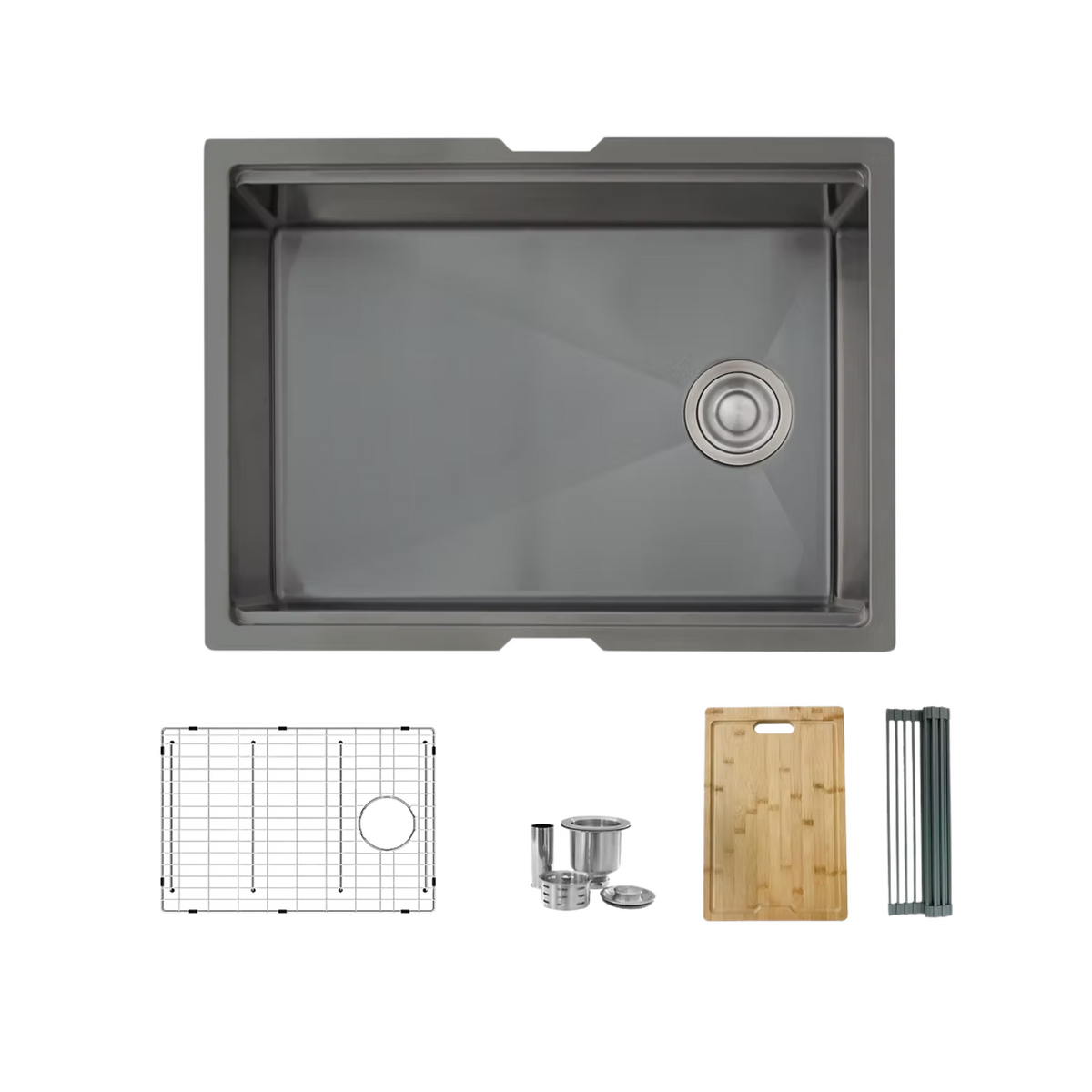 Stylish VERSA25 25" Handmade Workstation Single Bowl Kitchen Sink Buil ...
