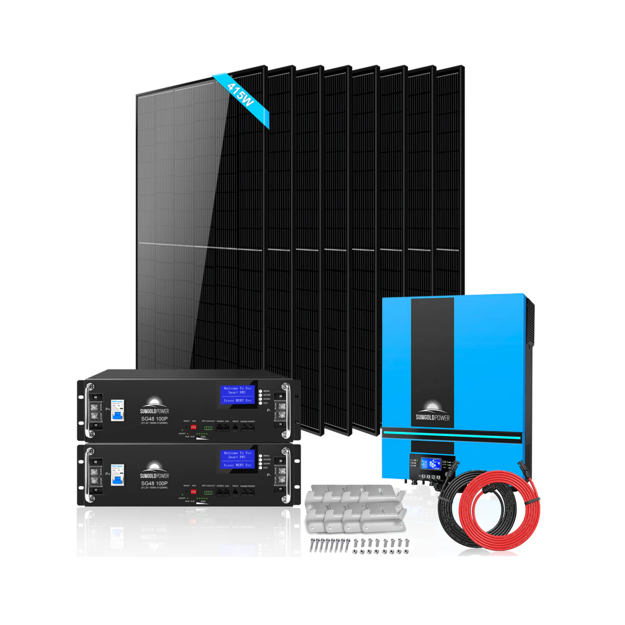 SunGoldPower Off-Grid Solar Kit 6500W 48VDC 120VAC LIFEPO4 10.24kwh Li ...