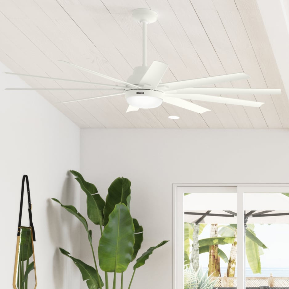 Hunter Overton 72-inch Outdoor White Ceiling Fan — Rise