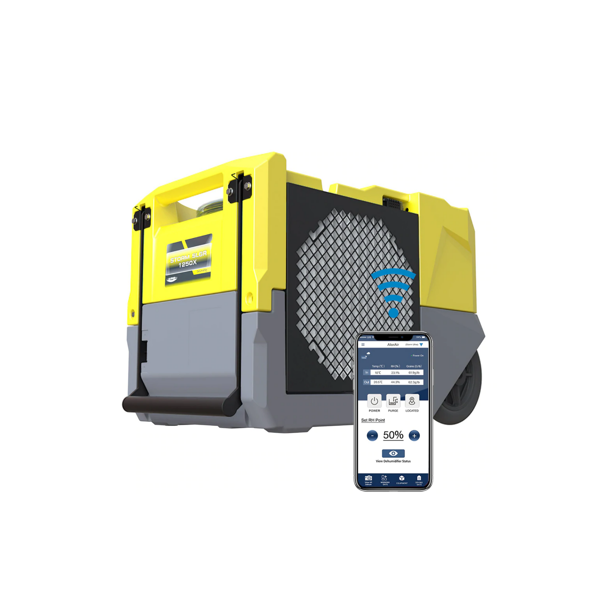 AlorAir Storm SLGR 1250X Smart WI-FI Yellow Dehumidifier with Pump — Rise