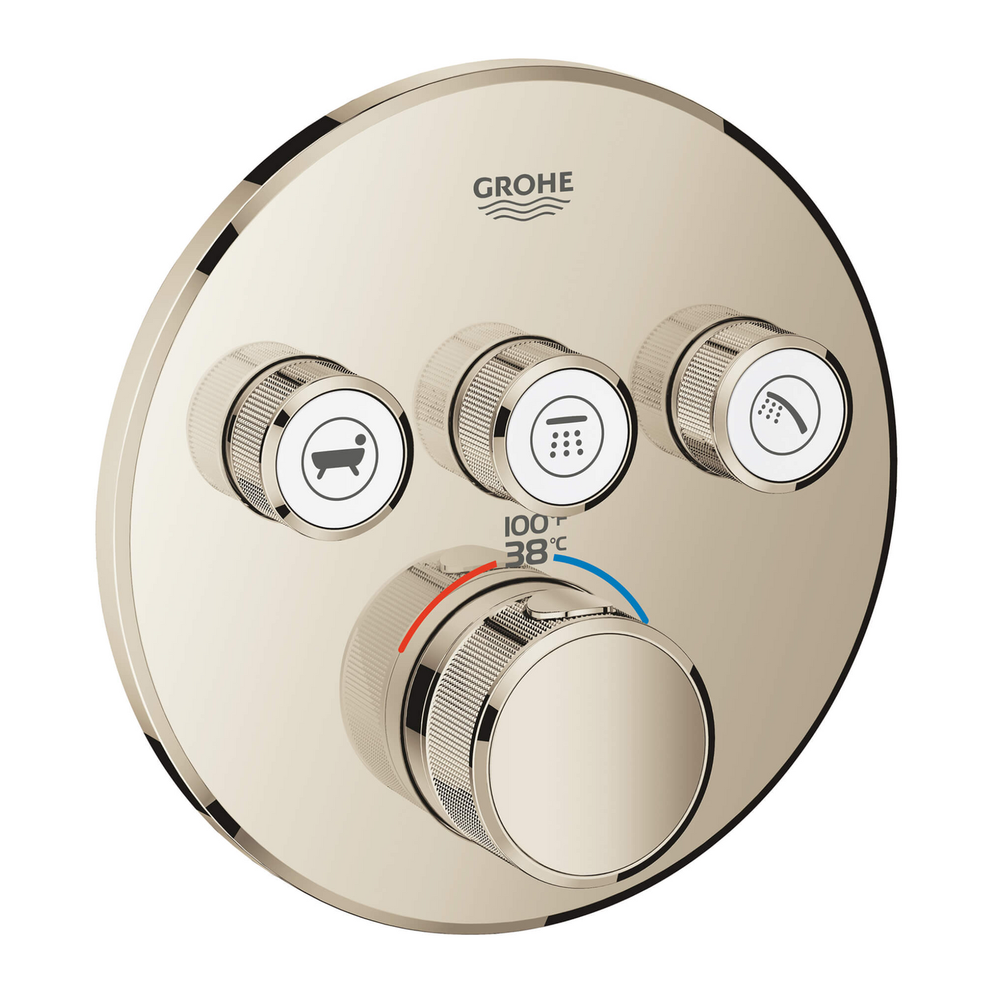 Grohe GROHTHERM Triple Function Thermostatic Valve Trim — Rise