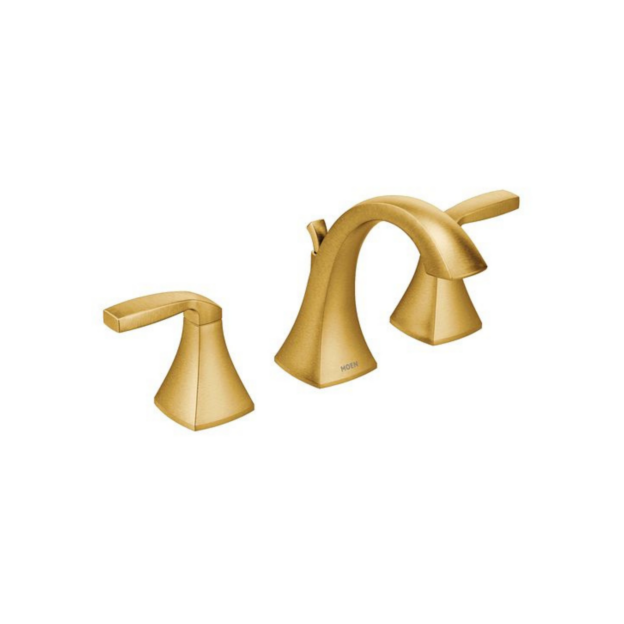 Moen Voss Brushed Gold Two-Handle High Arc Bathroom Faucet — Rise