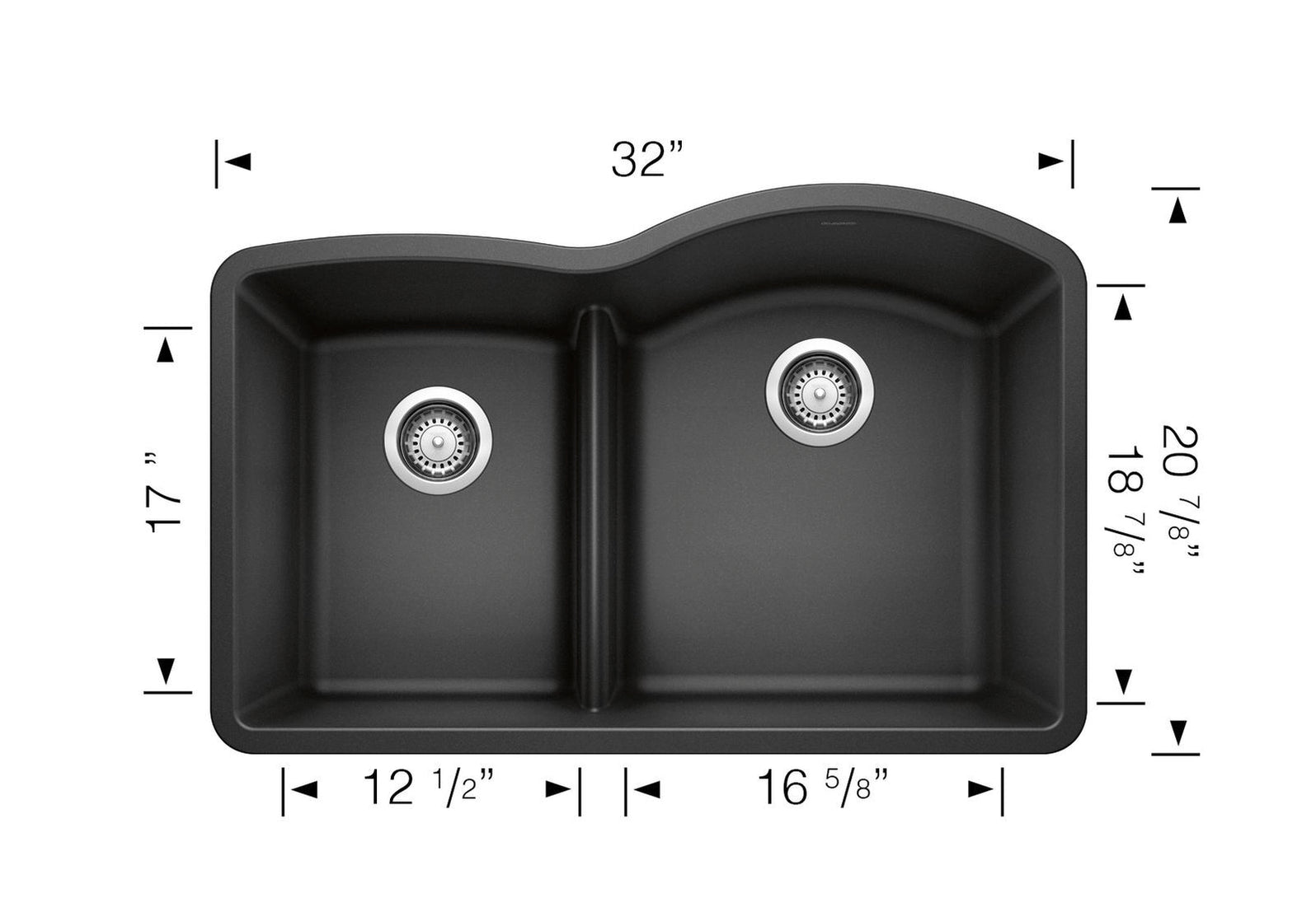 Blanco Diamond 1-3/4 Low Divide Reverse Kitchen Sink — Rise